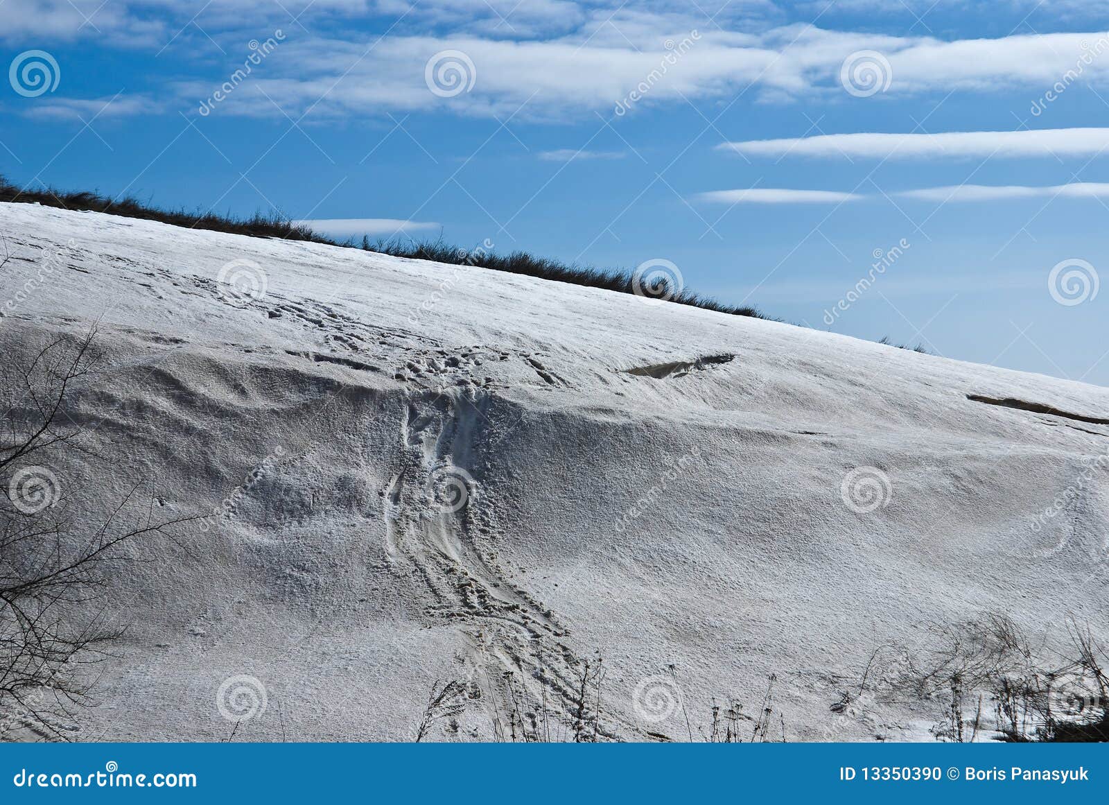 Light Snow Slope on a Background of Blue Sky Stock Photo - Image of ...