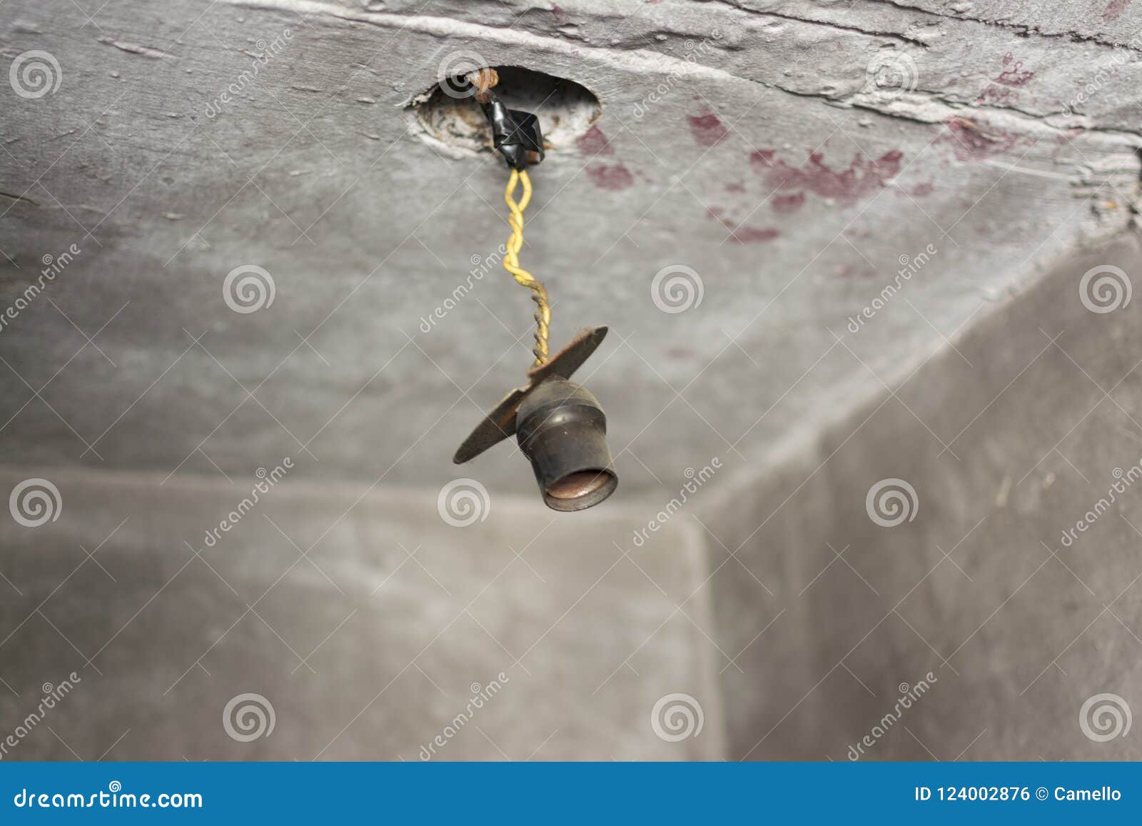 Light Socket Worn and Rusty Hanging on the Wall Stock Photo - Image of ...