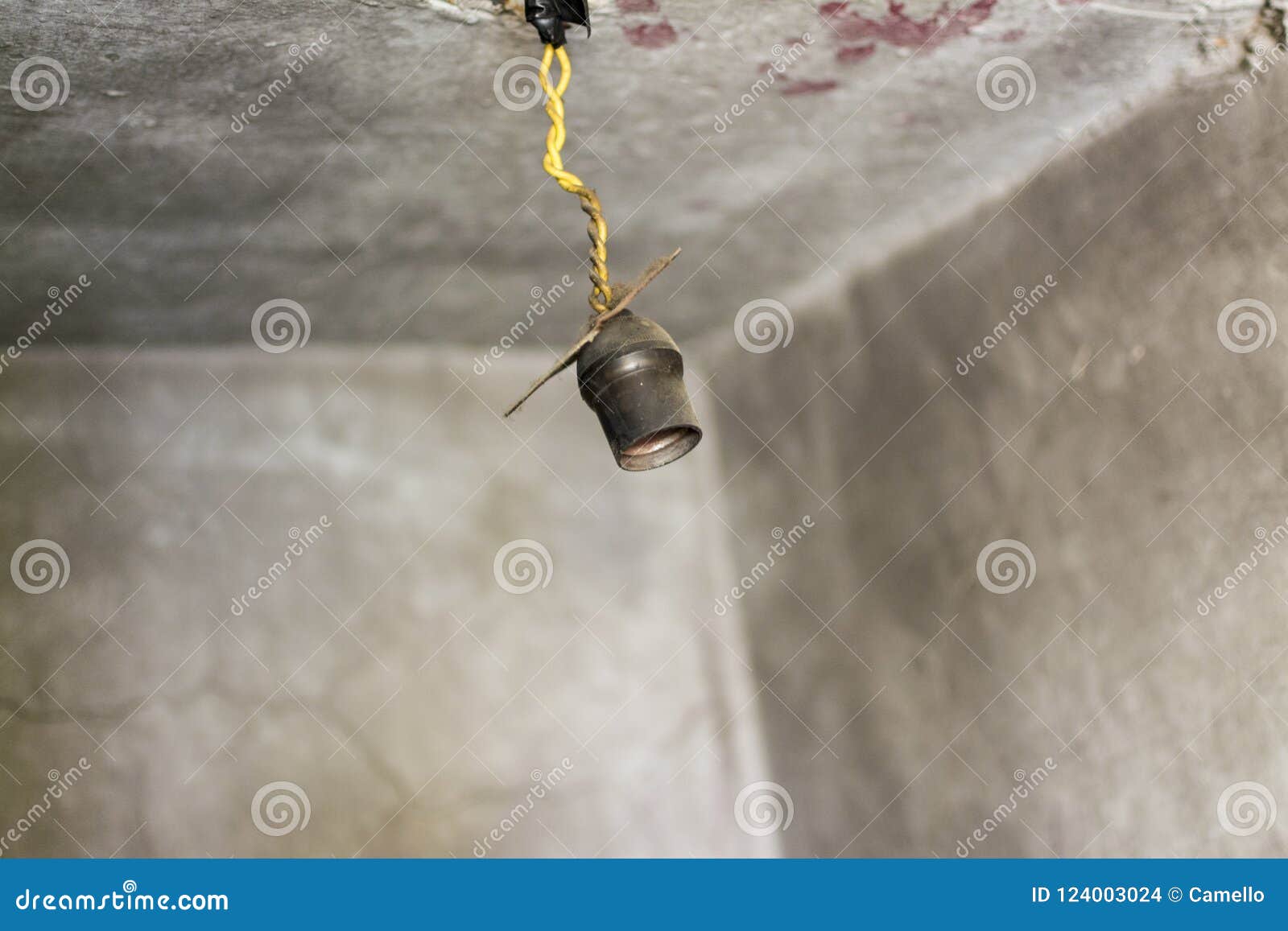 Light Socket Worn and Rusty Hanging on the Wall Stock Photo - Image of ...