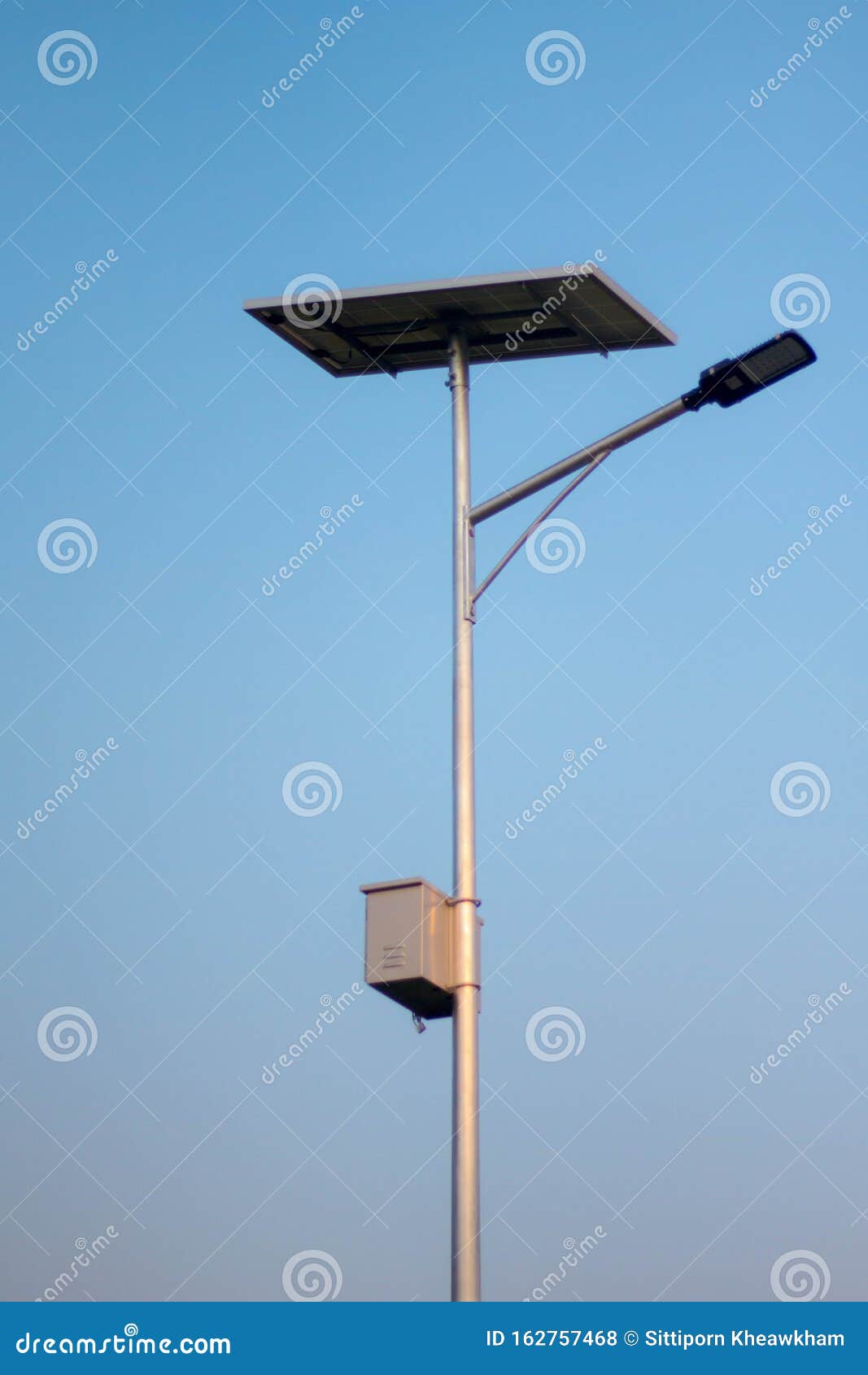 Light with Solar Panel, Post Solar Street Lamp Stock Photo - Image of ...