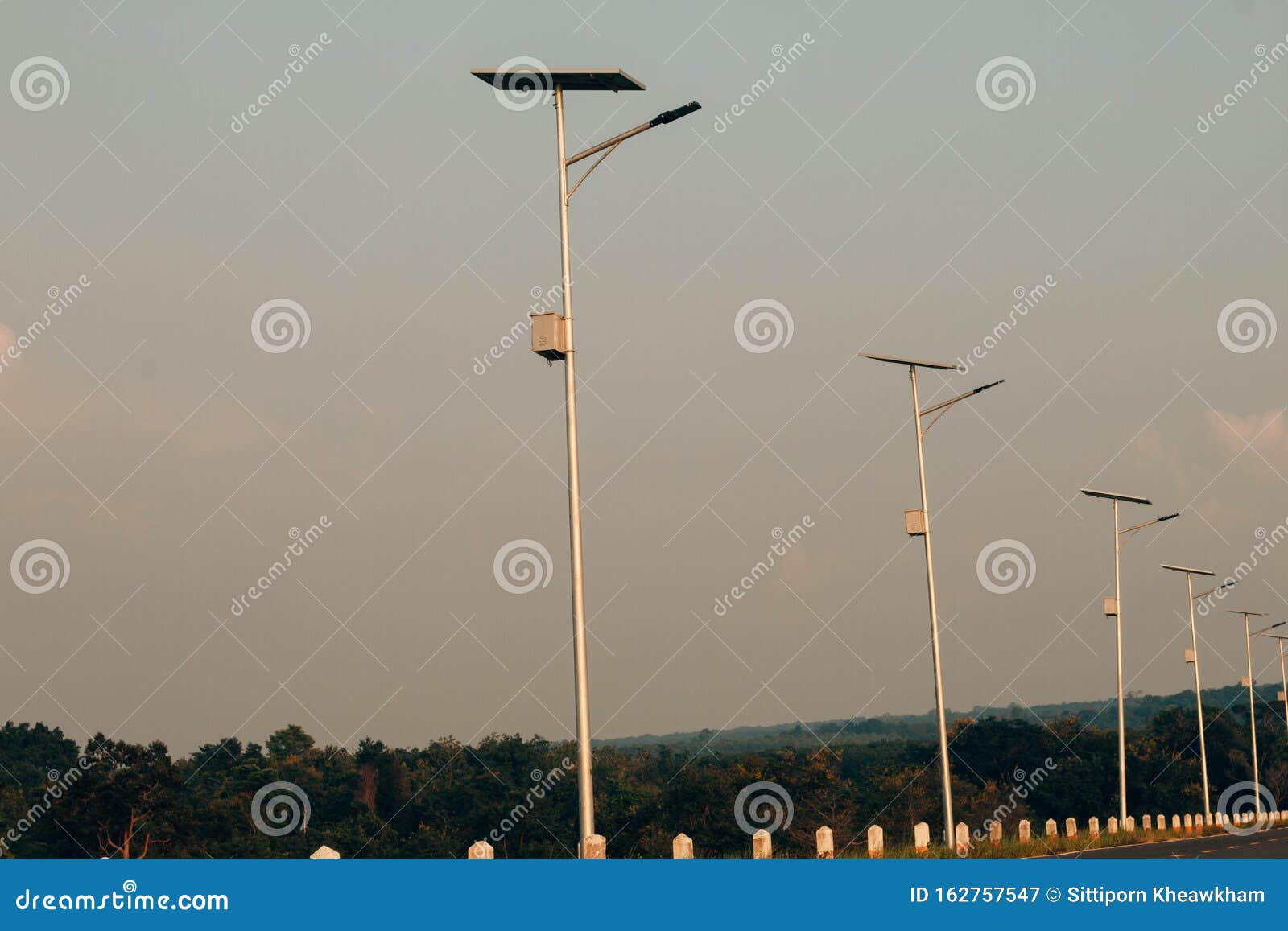 Light with Solar Panel, Post Solar Street Lamp Stock Image - Image of ...