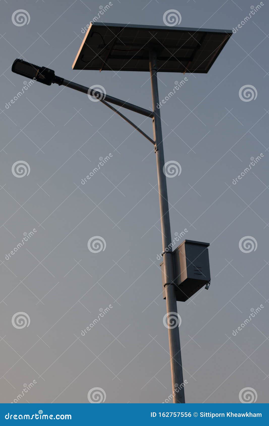 Light with Solar Panel, Post Solar Street Lamp Stock Photo - Image of ...