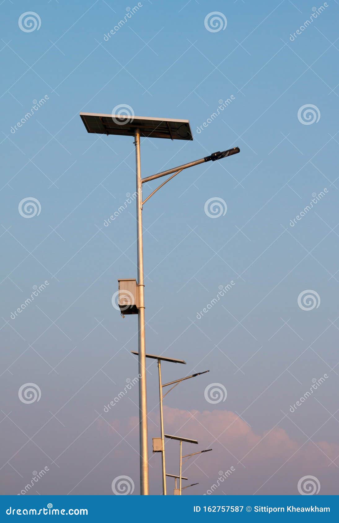 Light with Solar Panel, Post Solar Street Lamp Stock Image - Image of ...