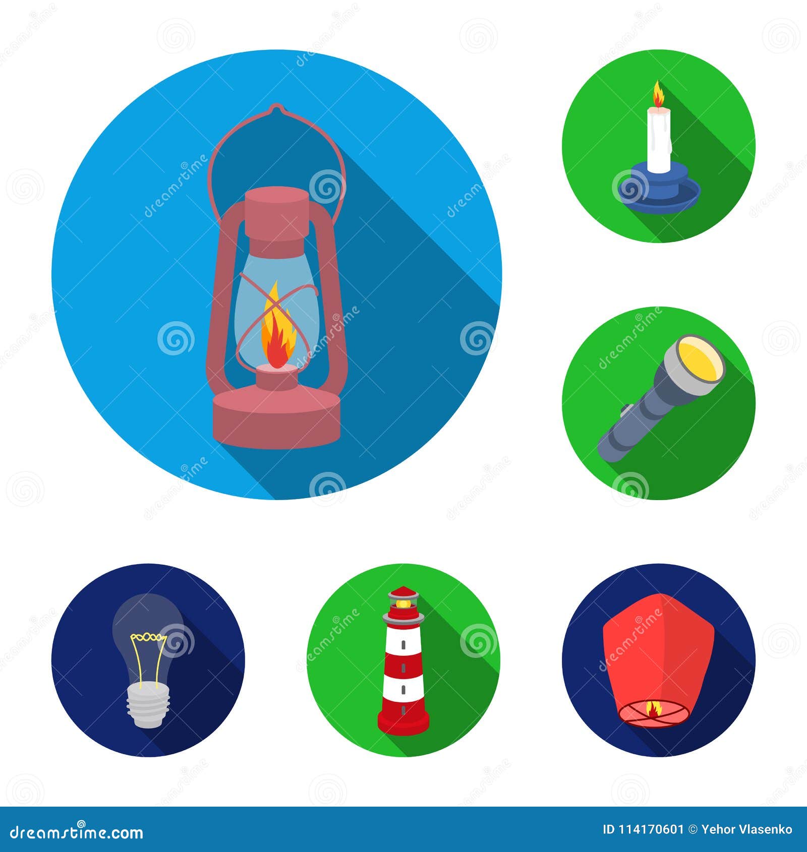 Light Source Flat Icons in Set Collection for Design. Light and ...