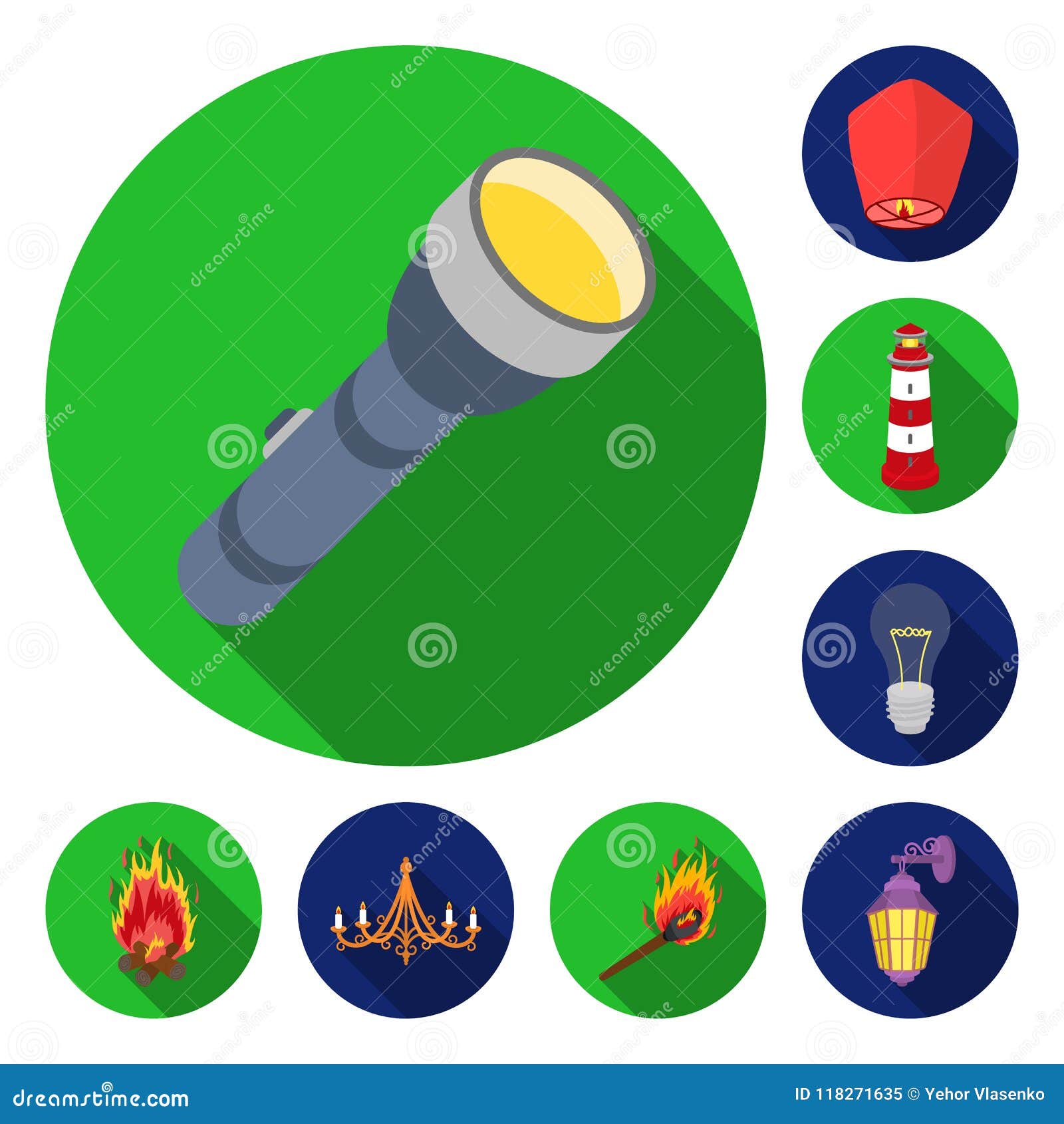 Light Source Flat Icons in Set Collection for Design. Light and ...