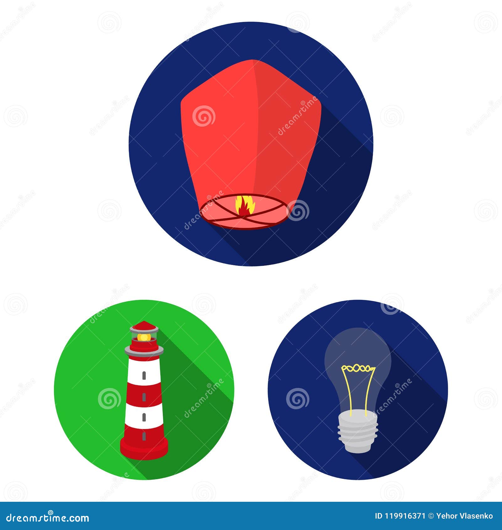 Light Source Flat Icons in Set Collection for Design. Light and ...