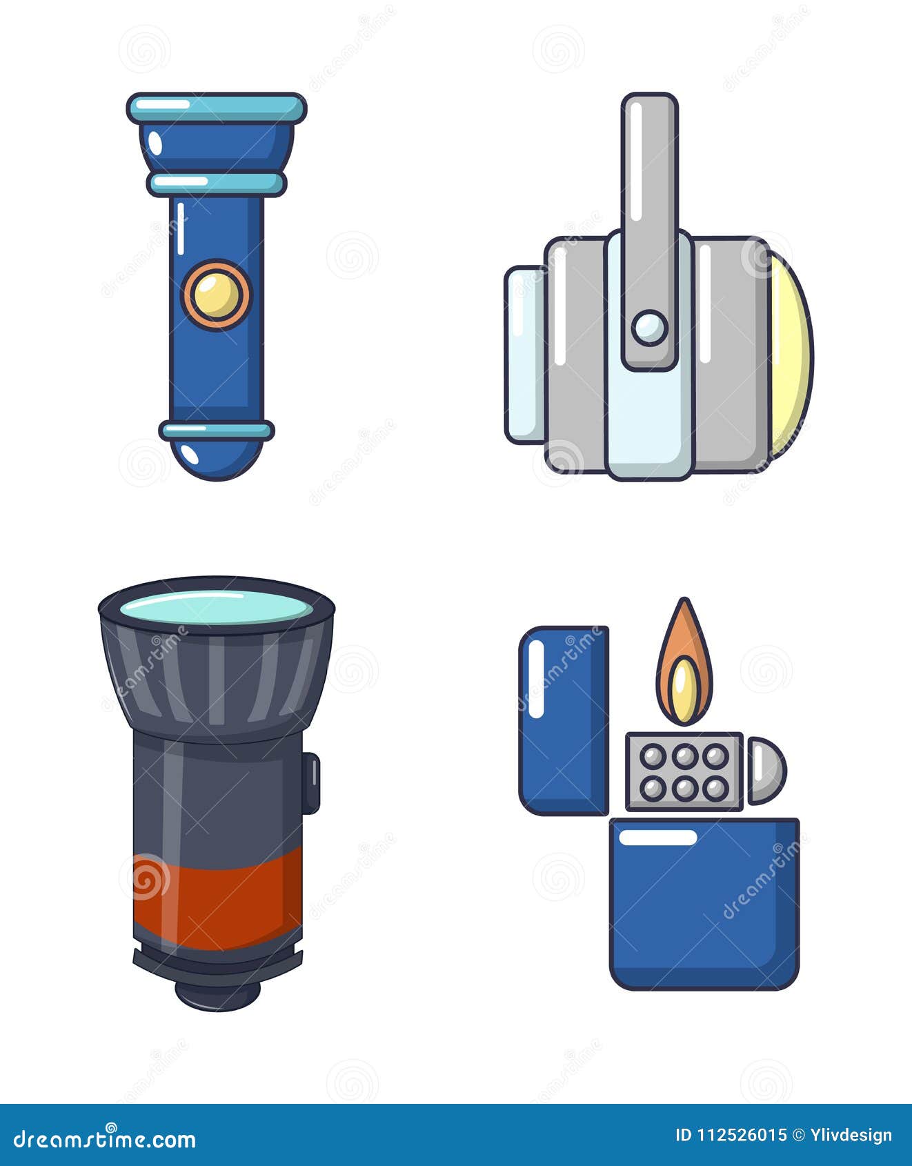 Light Source Icon Set, Cartoon Style Stock Vector - Illustration of ...