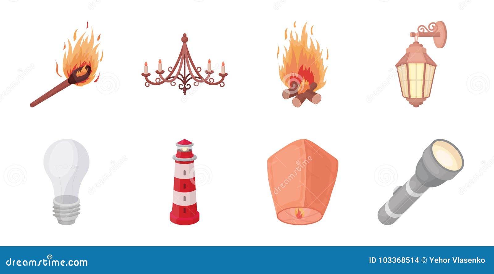 Light Source Icons in Set Collection for Design. Stock Vector ...