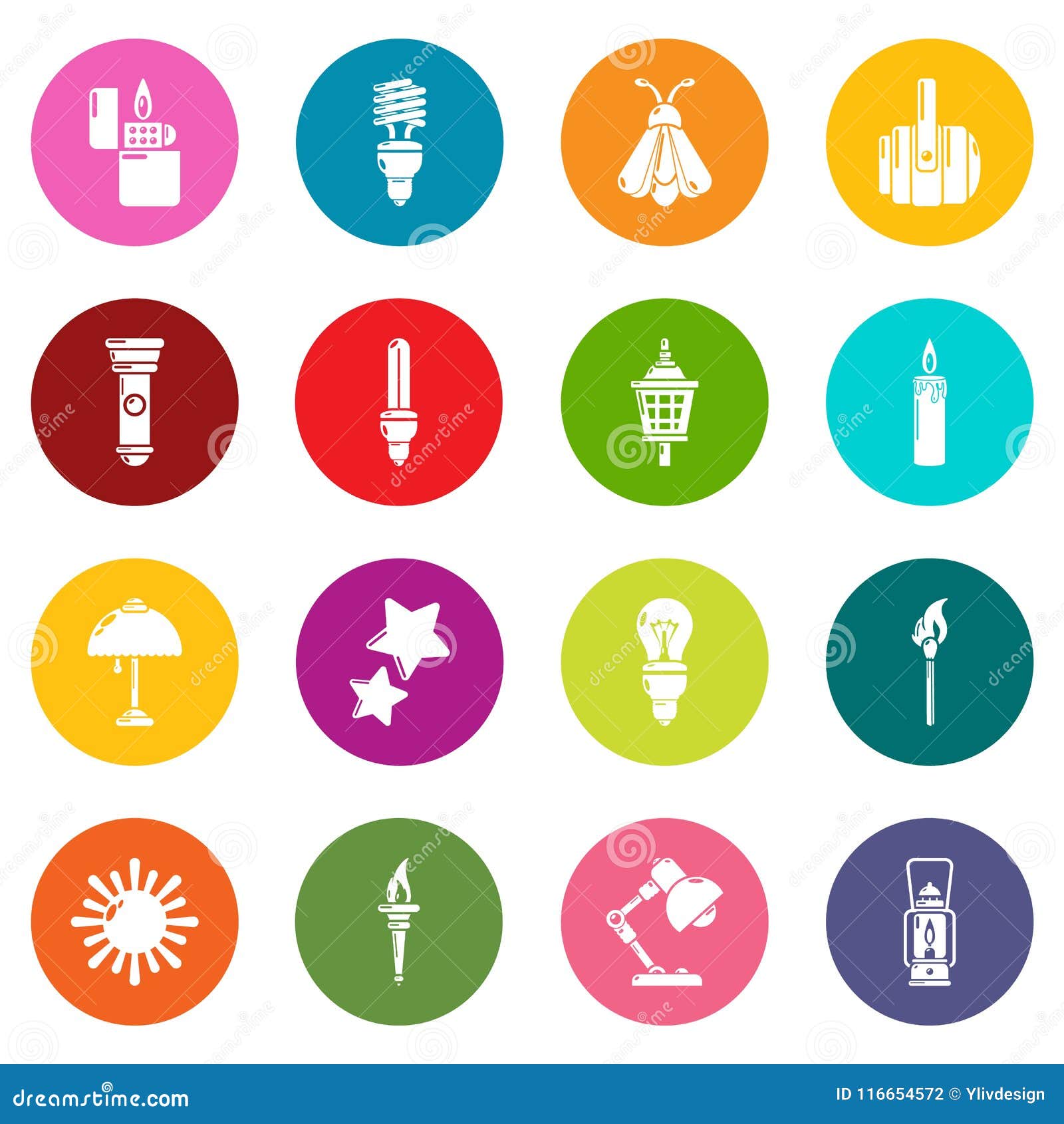 Light Source Icons Set Colorful Circles Vector Stock Vector ...