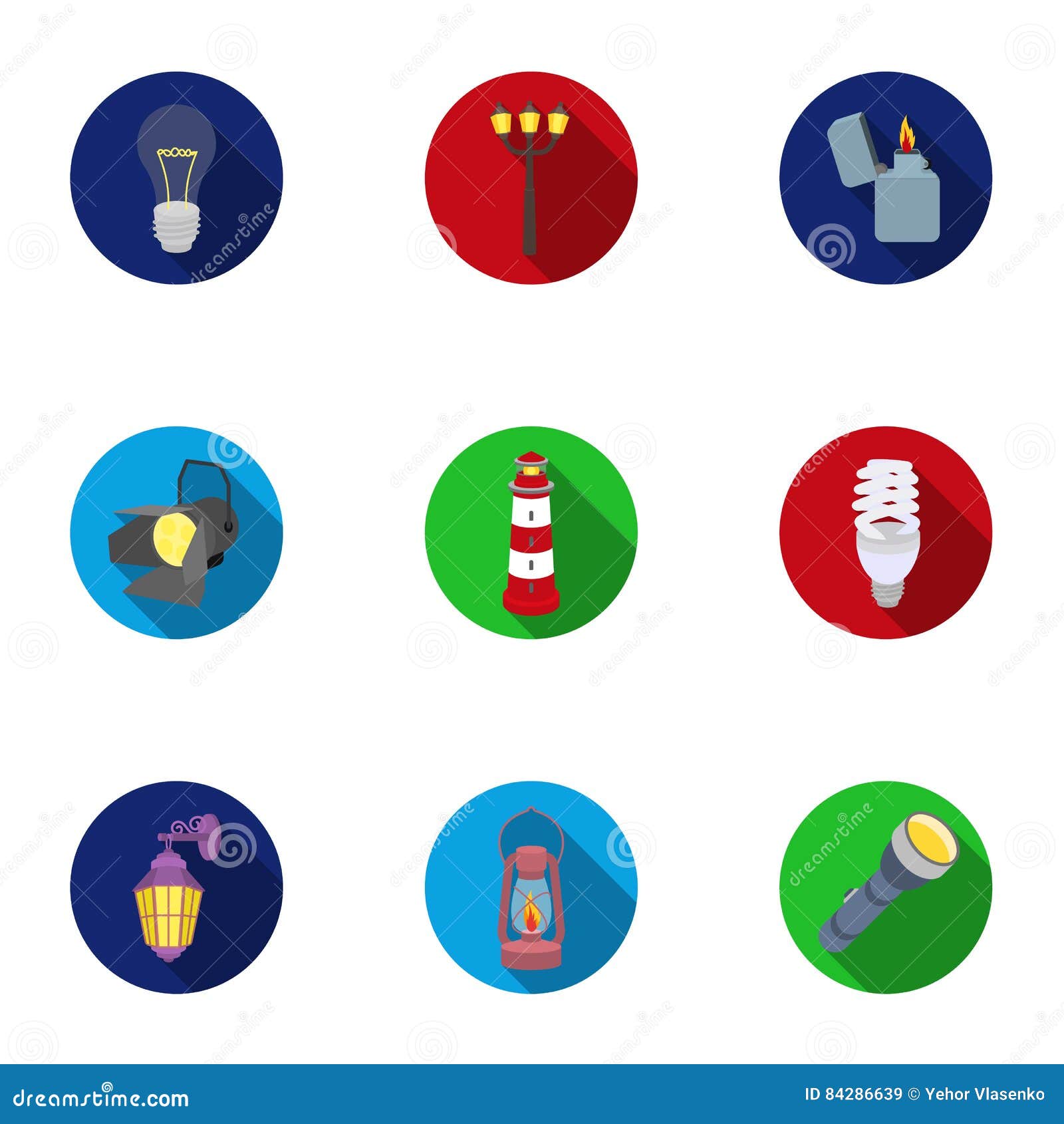Light Source Set Icons in Flat Style. Big Collection of Light Source ...