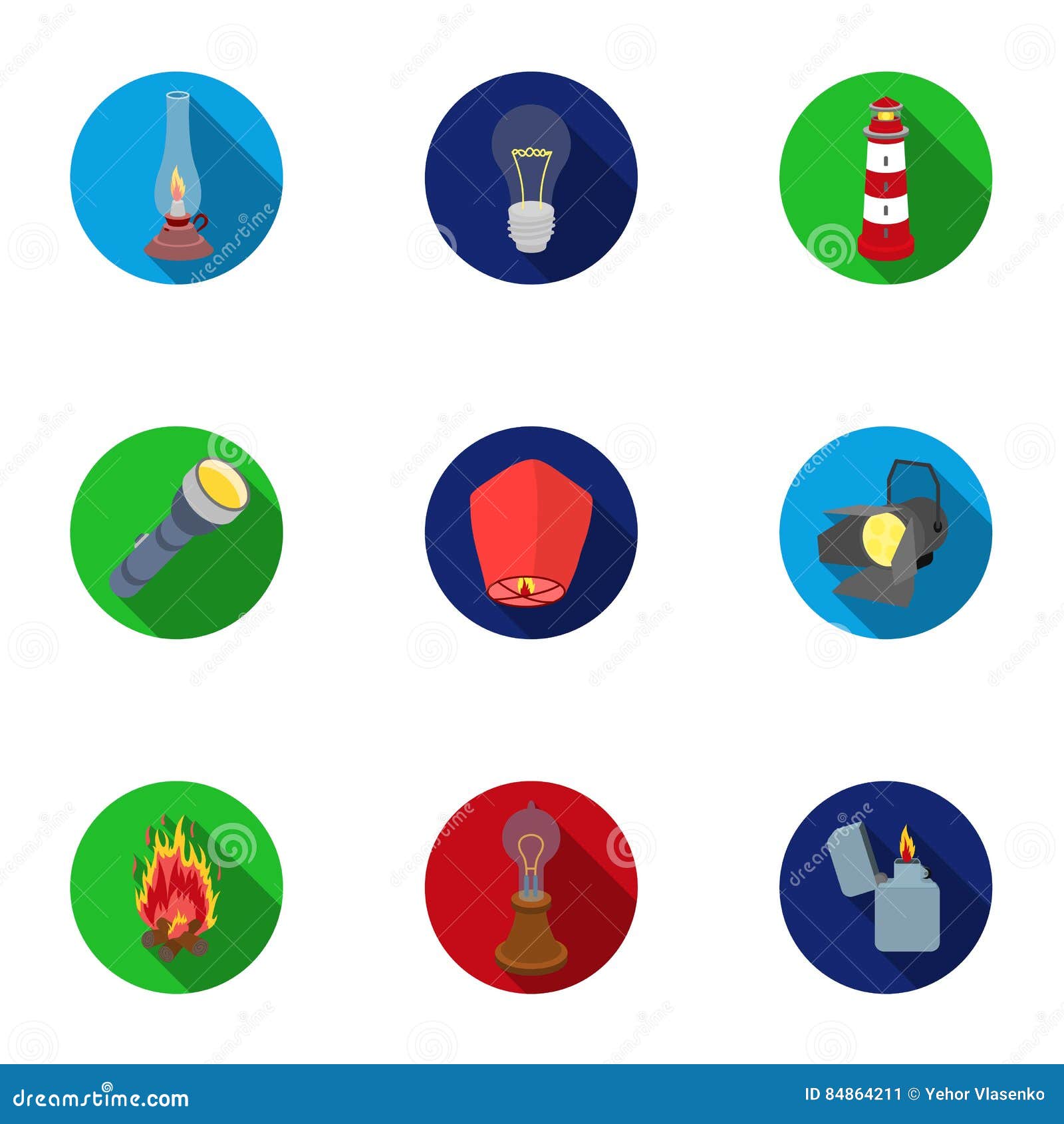 Light Source Set Icons in Flat Style. Big Collection of Light Source ...