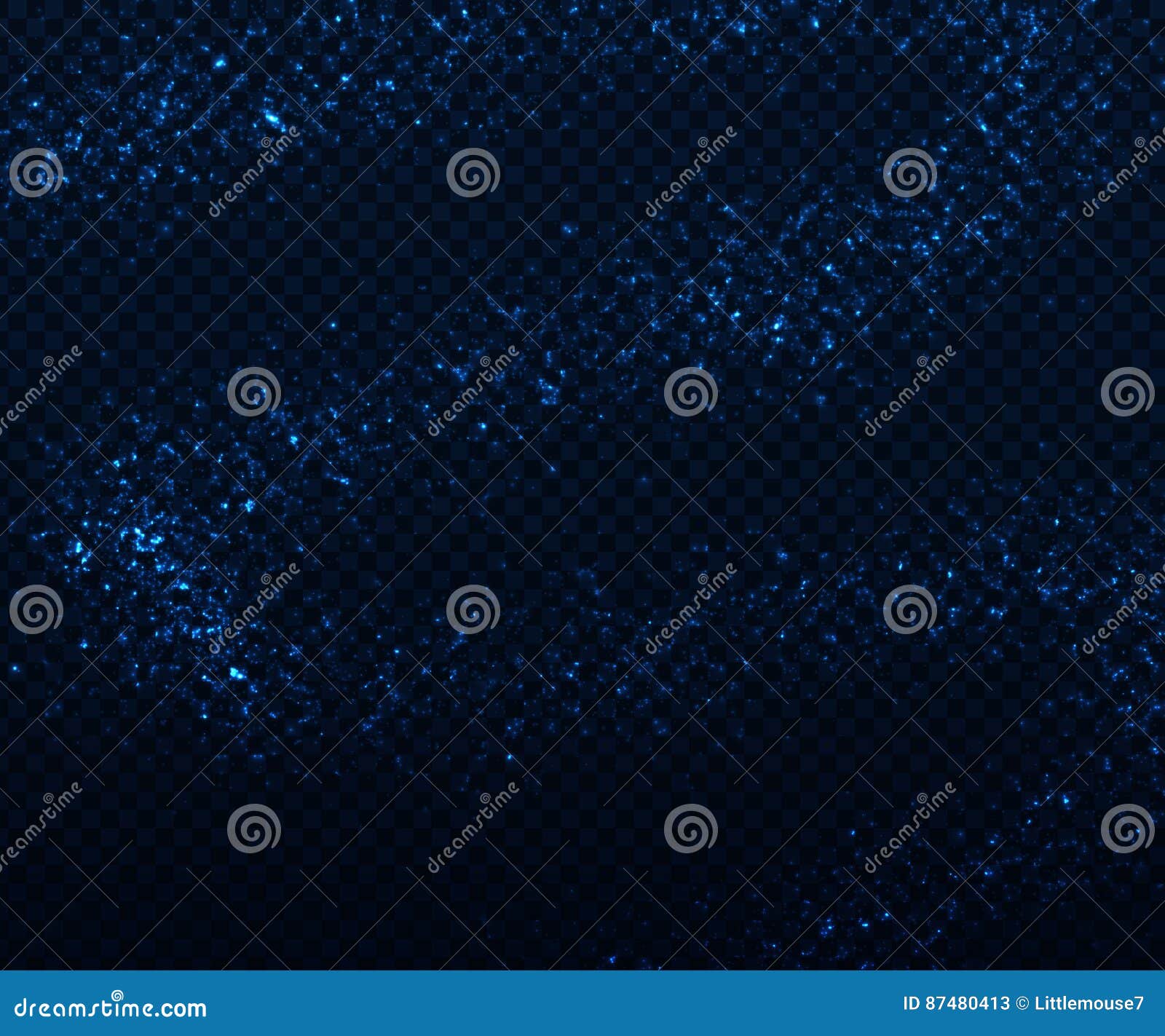 Light Sparkling Effects on Dark Transparent Background. Shiny Blue ...