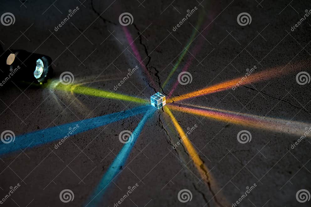Light Spectrum Reflected from a Crystal Cube Stock Photo - Image of ...