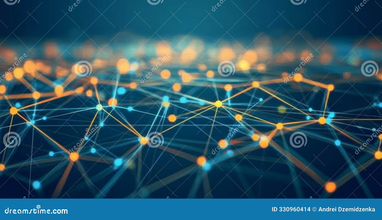 Light Spot on Blue Background with a Network of Connections Stock ...