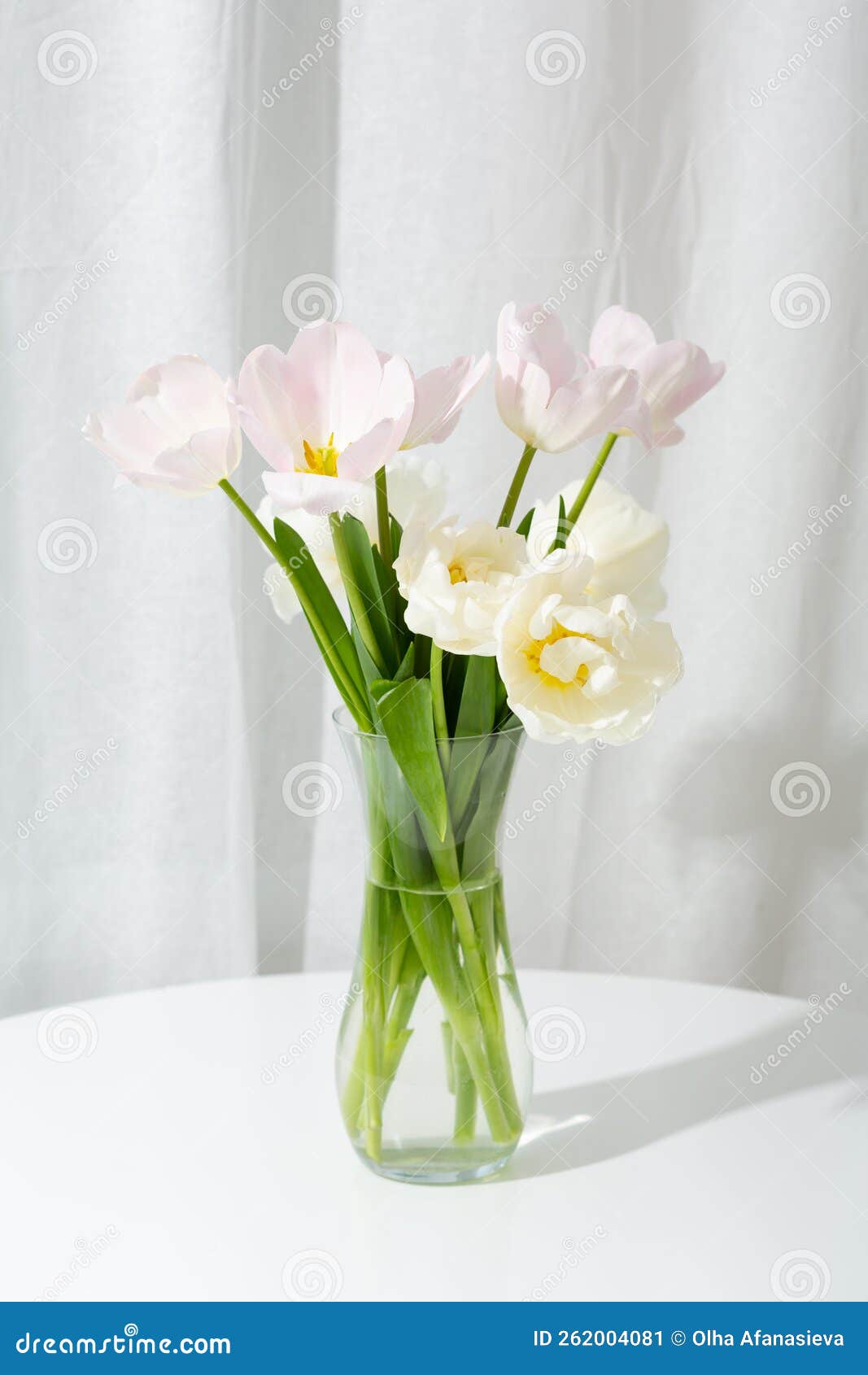 Light Spring Flowers in Vase on Table Stock Image - Image of home ...