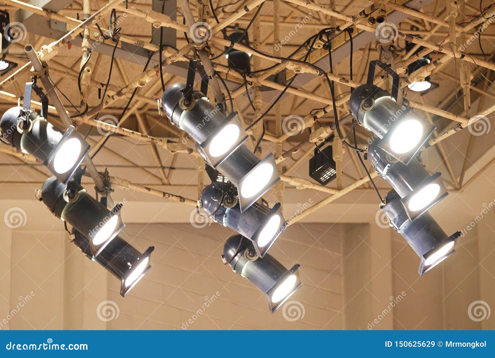 Light on Stage Provider on Ceiling Stock Image - Image of illumination ...