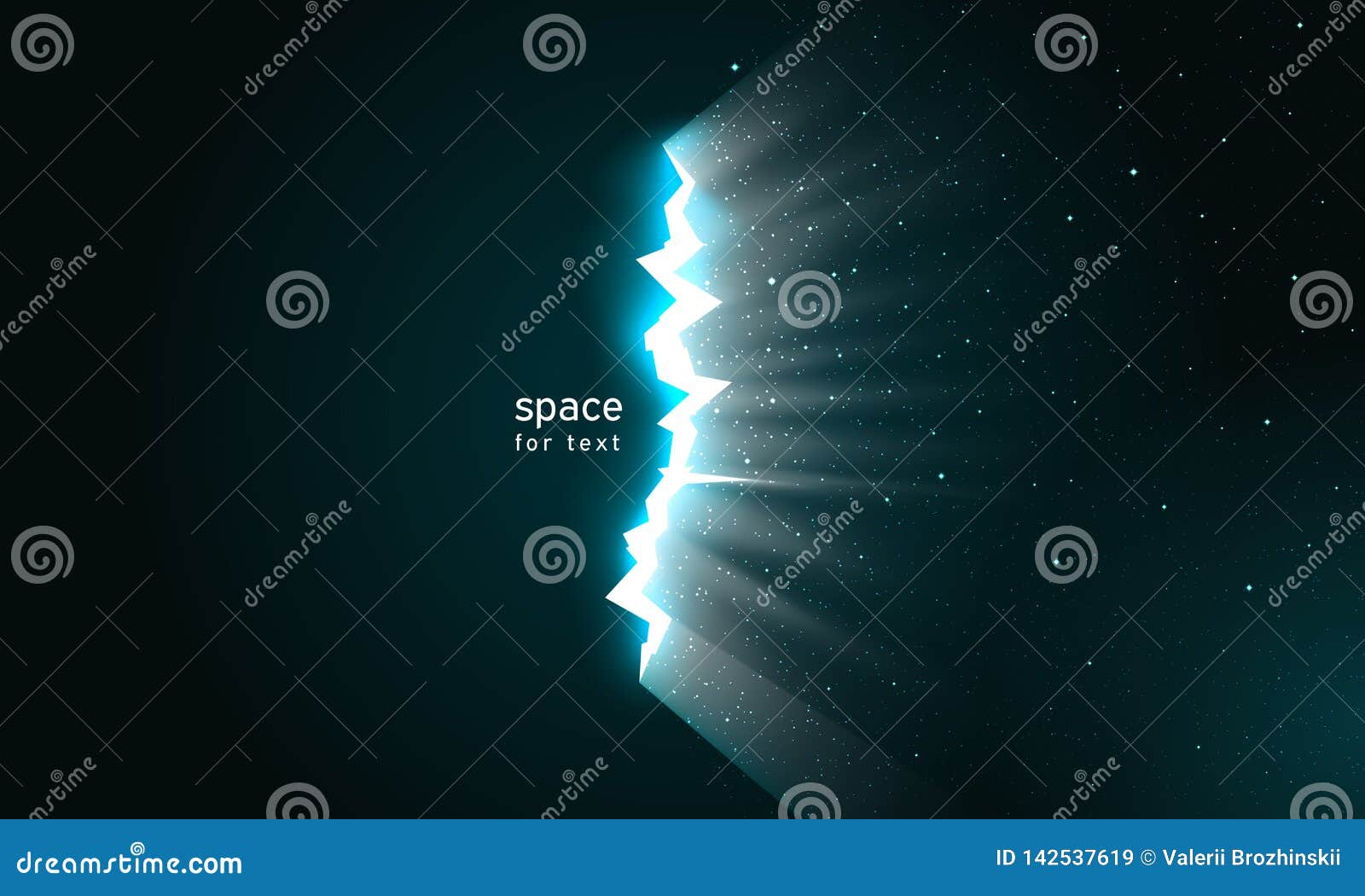 Light and Stars in Space from Cracks in Surface. Dark Broken Wall Glow ...