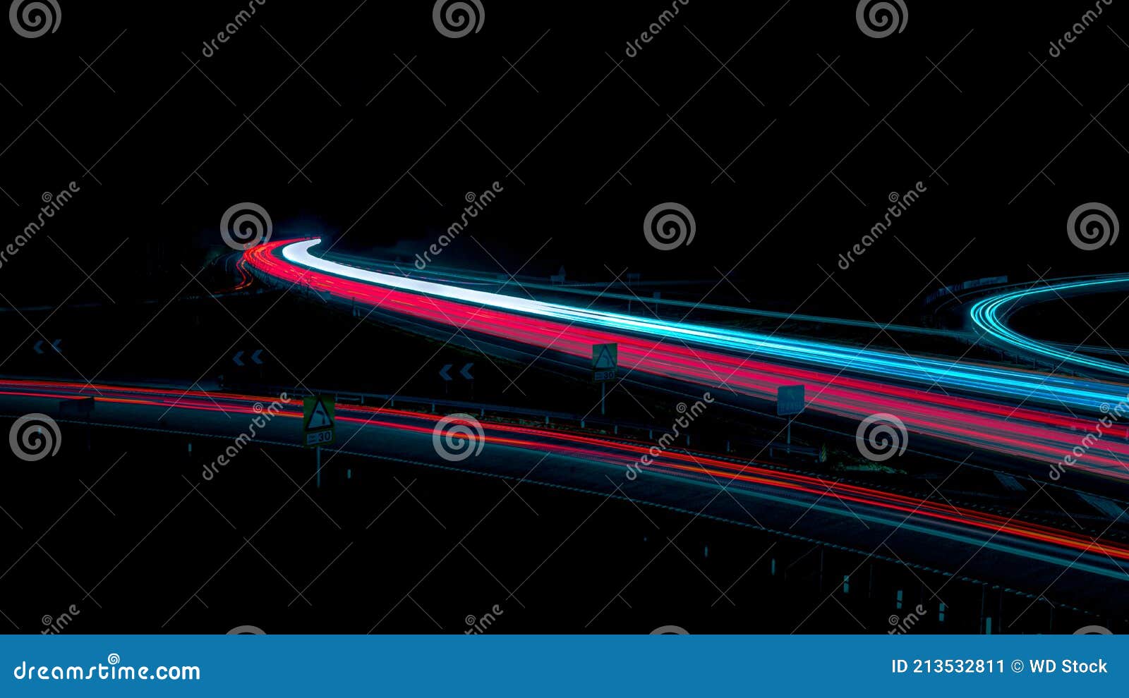 Light Streaks Fast Moving Freeway Traffic Stock Image - Image of ...