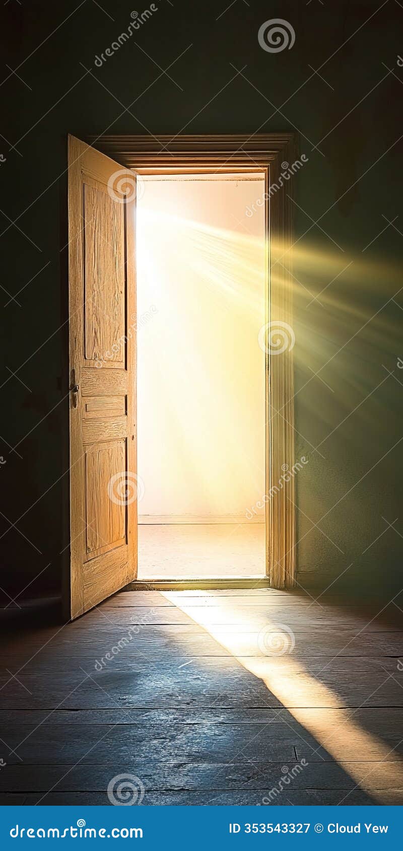 Light Streaming through Open Door in Dark Room Interior Stock ...