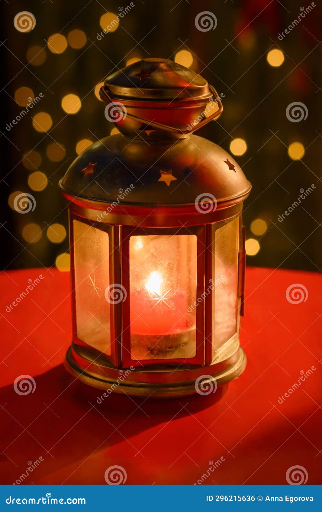 Light in a Street Decorative Small Lantern on a Red Table Stock Photo ...