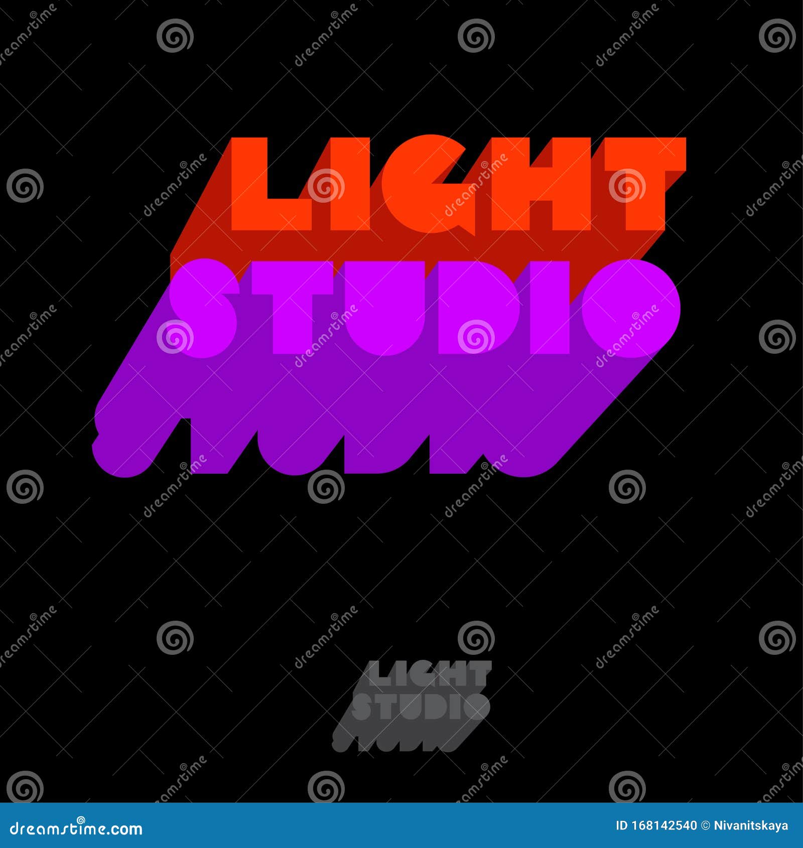Light Studio Logo Concept. Volume Letters on a Black Background ...