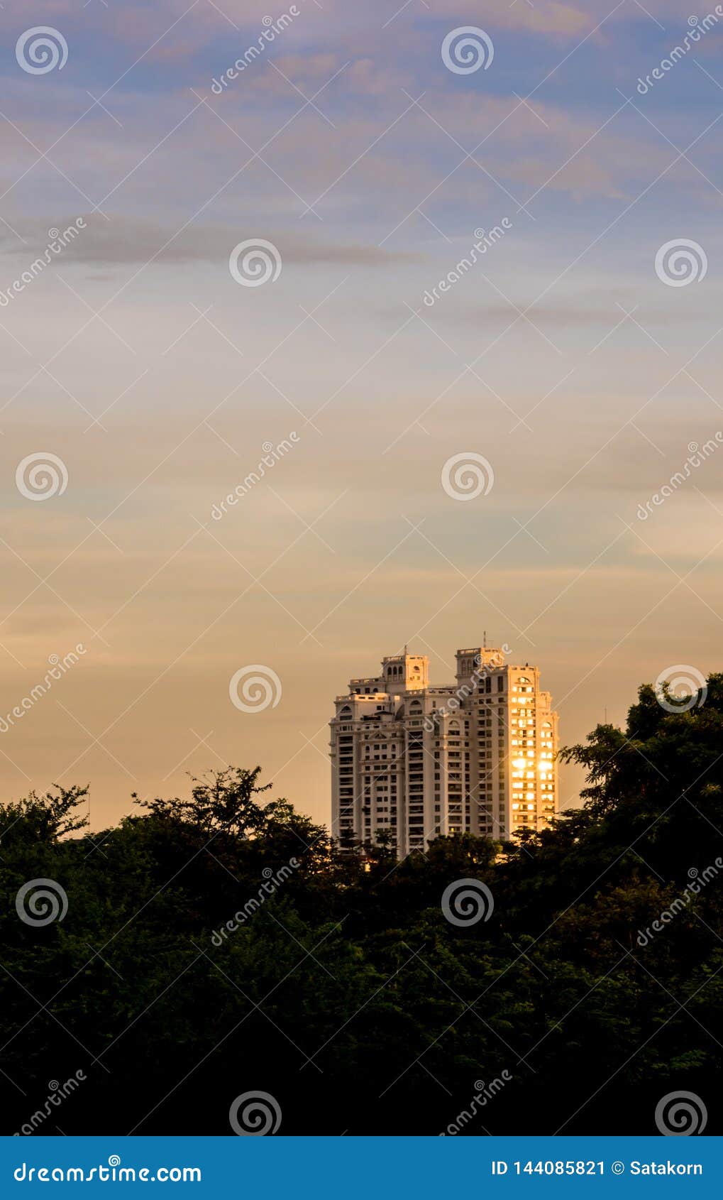 Light of the Sun Glare at Glass of High-rise Building Stock Image ...