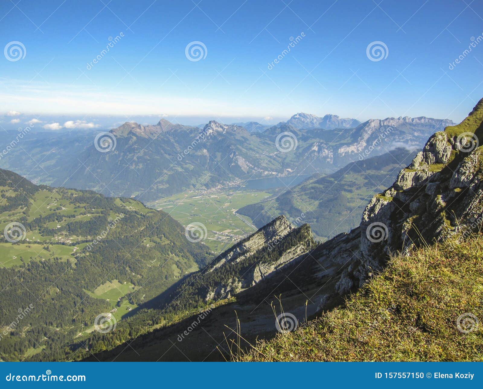 View of the Alps in Summer. Stock Photo - Image of blue, panoramic ...