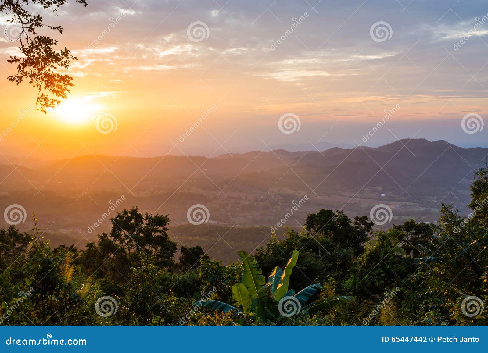 Light of Sunset with Mountains Background Stock Photo - Image of scene ...