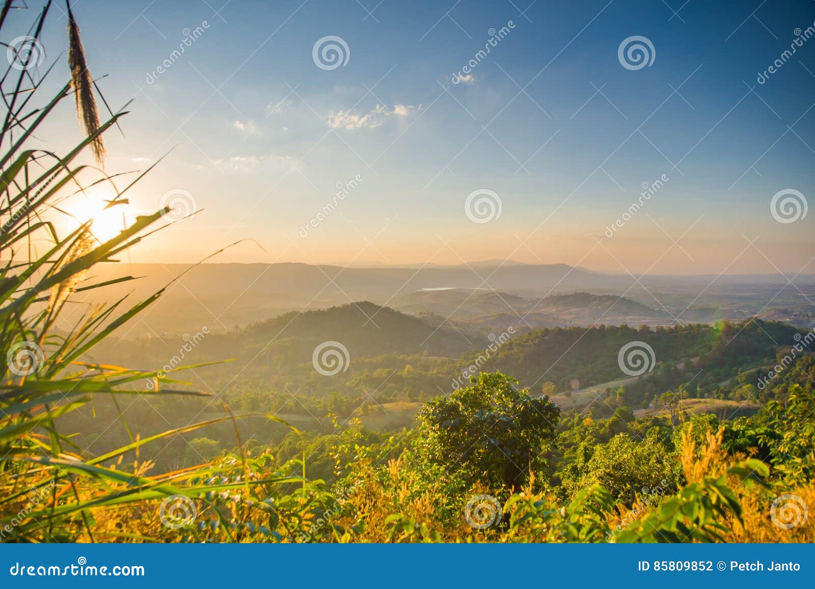 Light of Sunset with Mountains Background. Stock Photo - Image of light ...