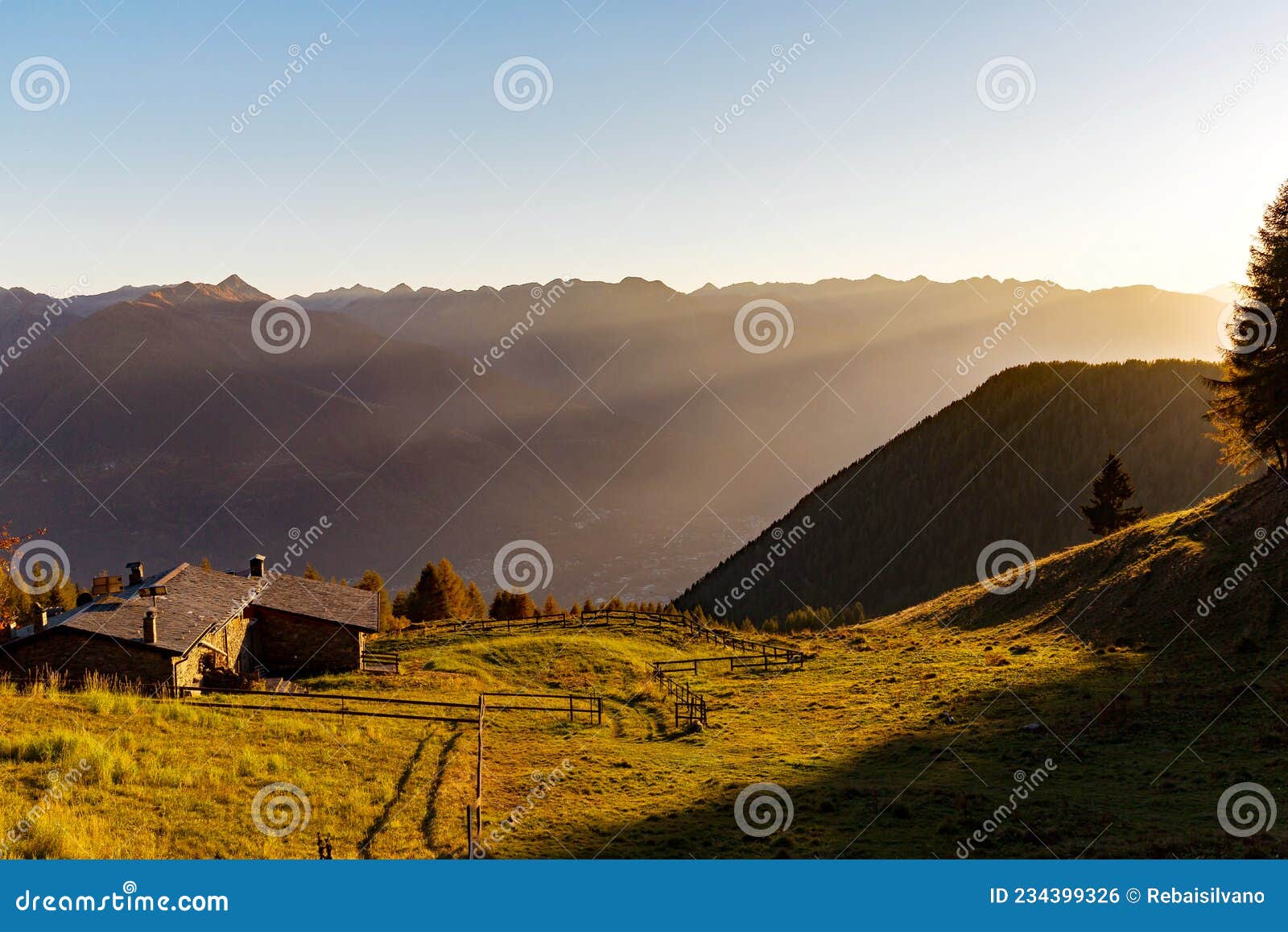 Light at Sunset in the Mountains Stock Photo - Image of background ...
