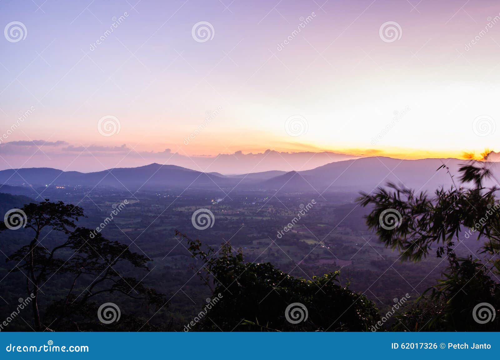 Light of Sunset with Mountains Stock Photo - Image of dusk, faintly ...
