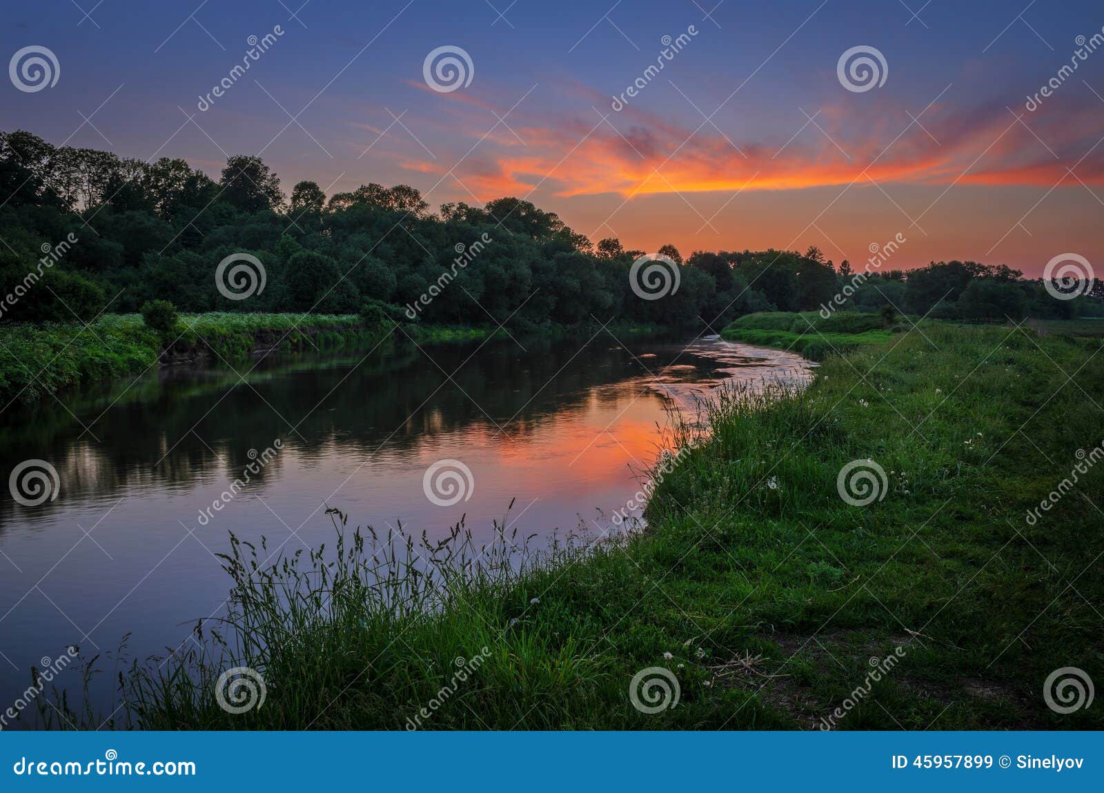 Light of Sunset Over the River Stock Image - Image of colors, bright ...