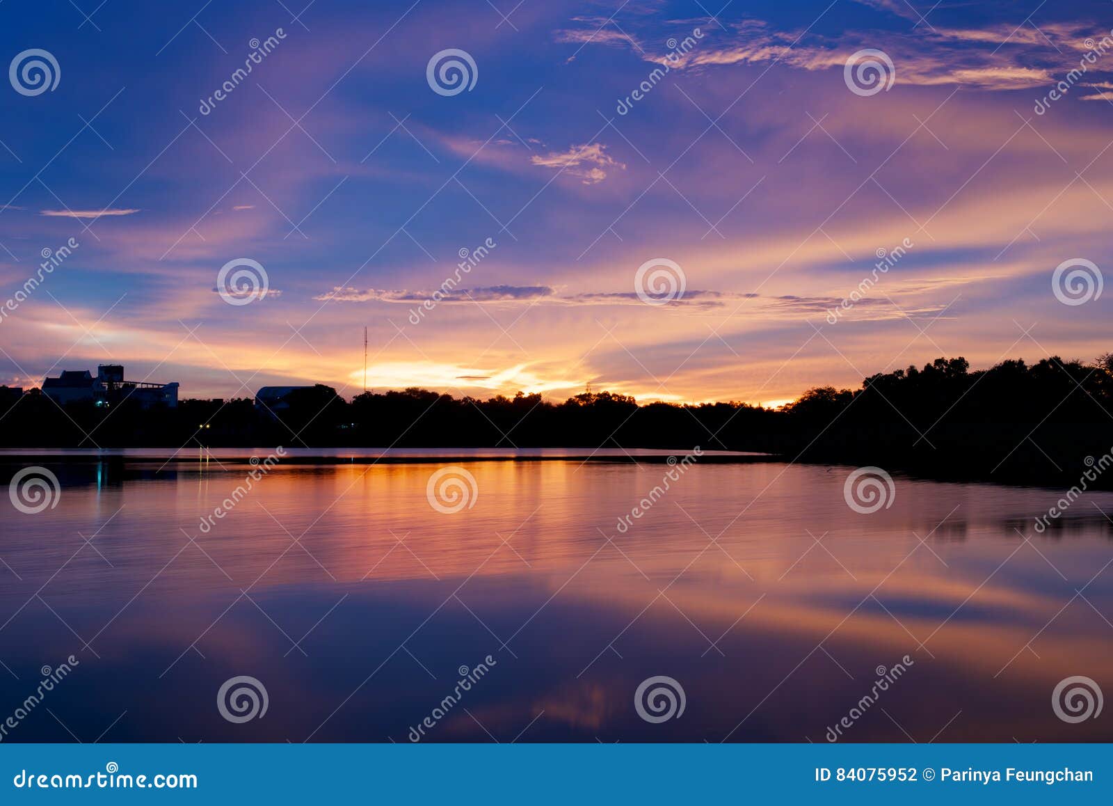 Light after Sunset on the Lake Stock Photo - Image of cloudy, sunset ...