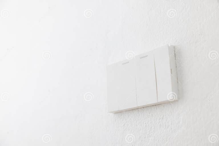 Light Switch, Close-up White Plastic Mechanical Switch Mounted on a ...