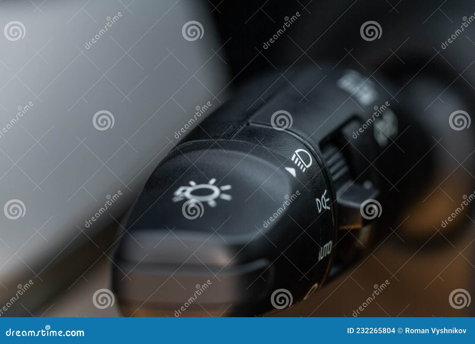 Light Switch Control. Close Up of Car Light Switch and Control Stock ...