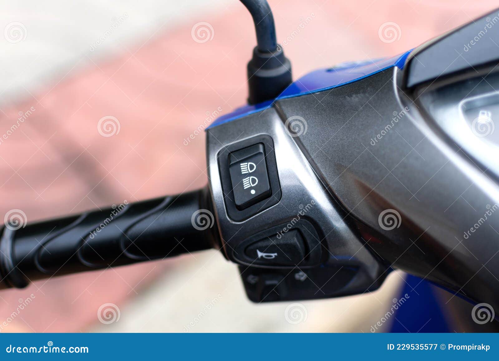 Light Switch and Horn Button Control Panel on the Motorcycle Handlebar ...