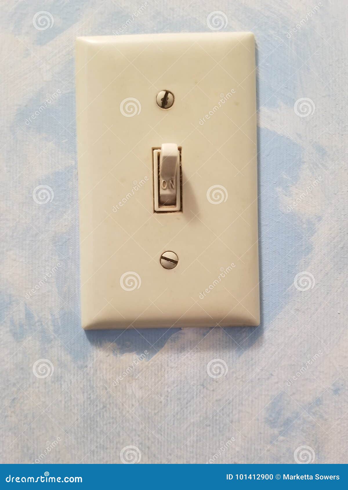 Light Switch in on Position Stock Photo - Image of white, walls: 101412900