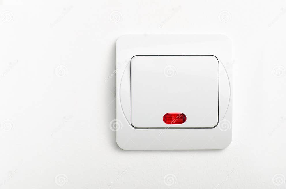 Light Switch with Red Led on White Wall Stock Photo - Image of shape ...