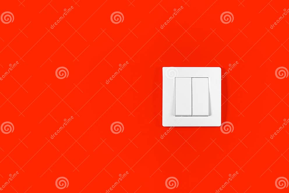 Light switch on red wall stock photo. Image of power - 306924232