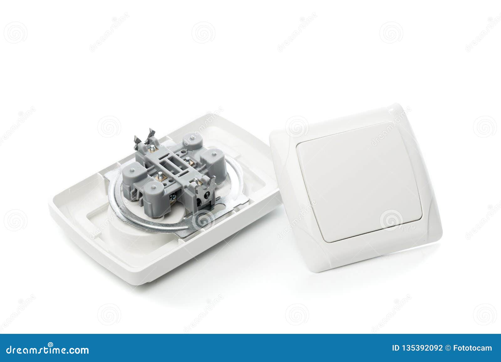 Light Switch and Socket Isolated on White Stock Photo - Image of color ...