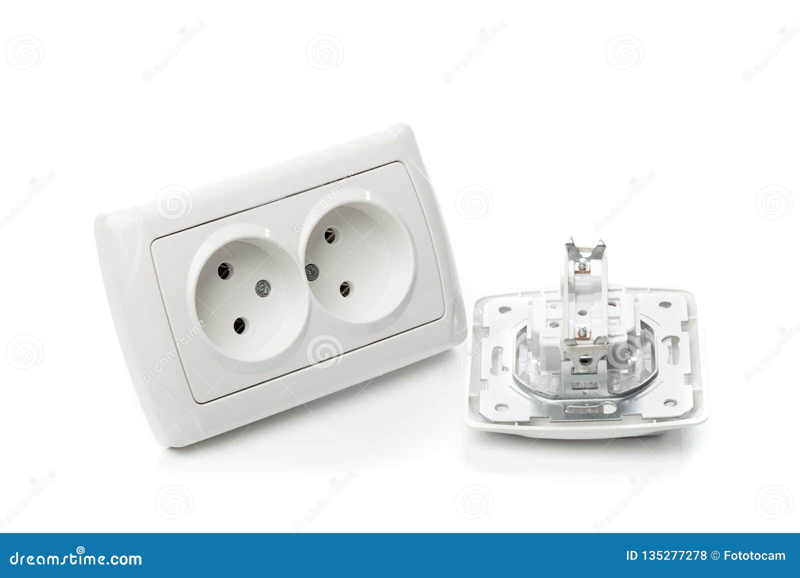 Light Switch and Socket Isolated on White Stock Photo - Image of line ...