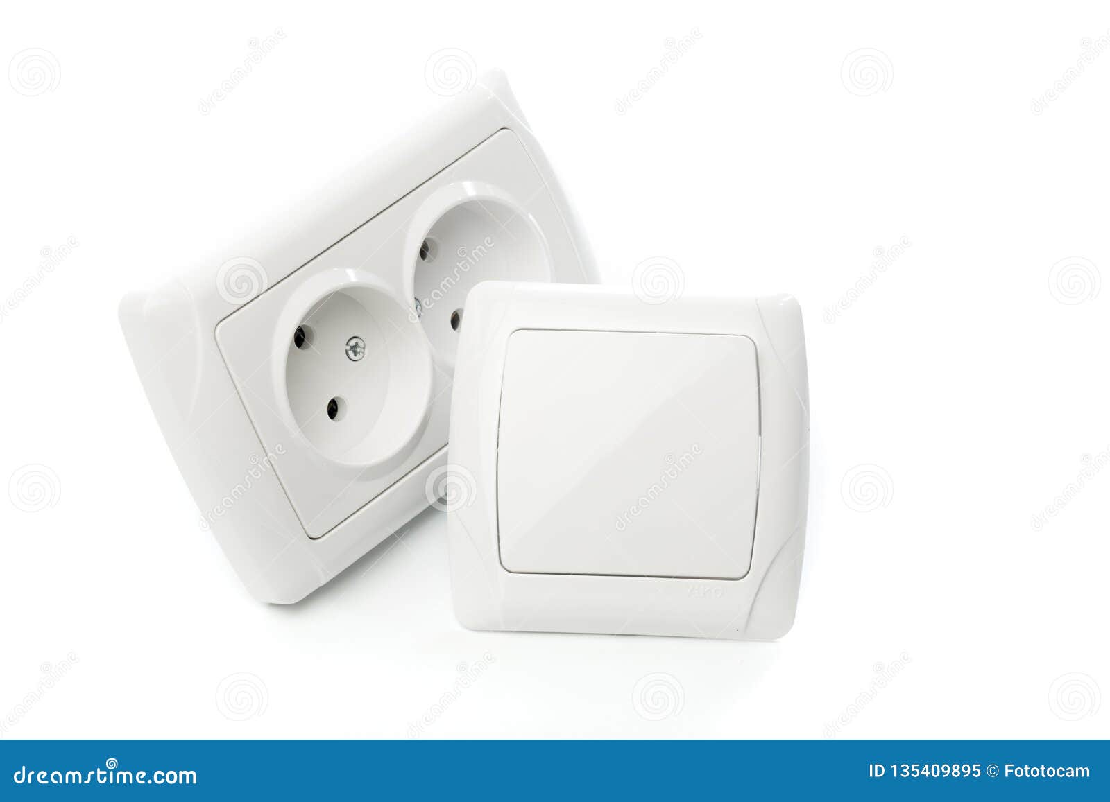 Light Switch and Socket Isolated on White. Stock Image - Image of color ...