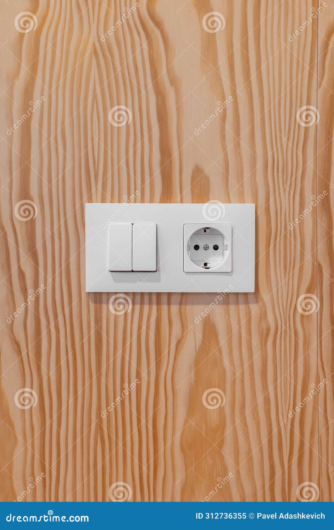 A Light Switch and a Socket on a Wooden Wall Stock Image - Image of ...
