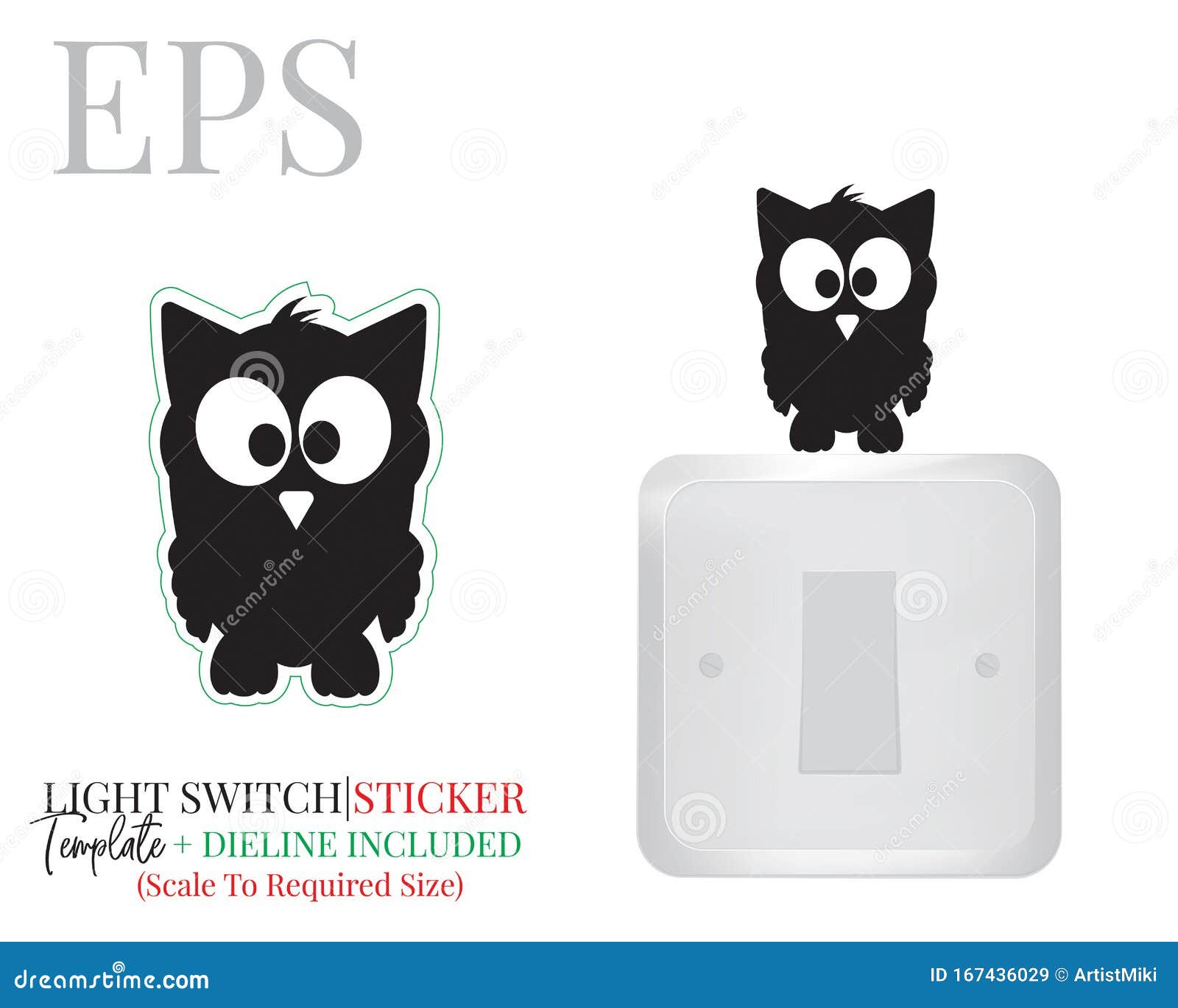 Light Switch Sticker, Cute Owl Silhouette, Vector. Owl Illustration ...