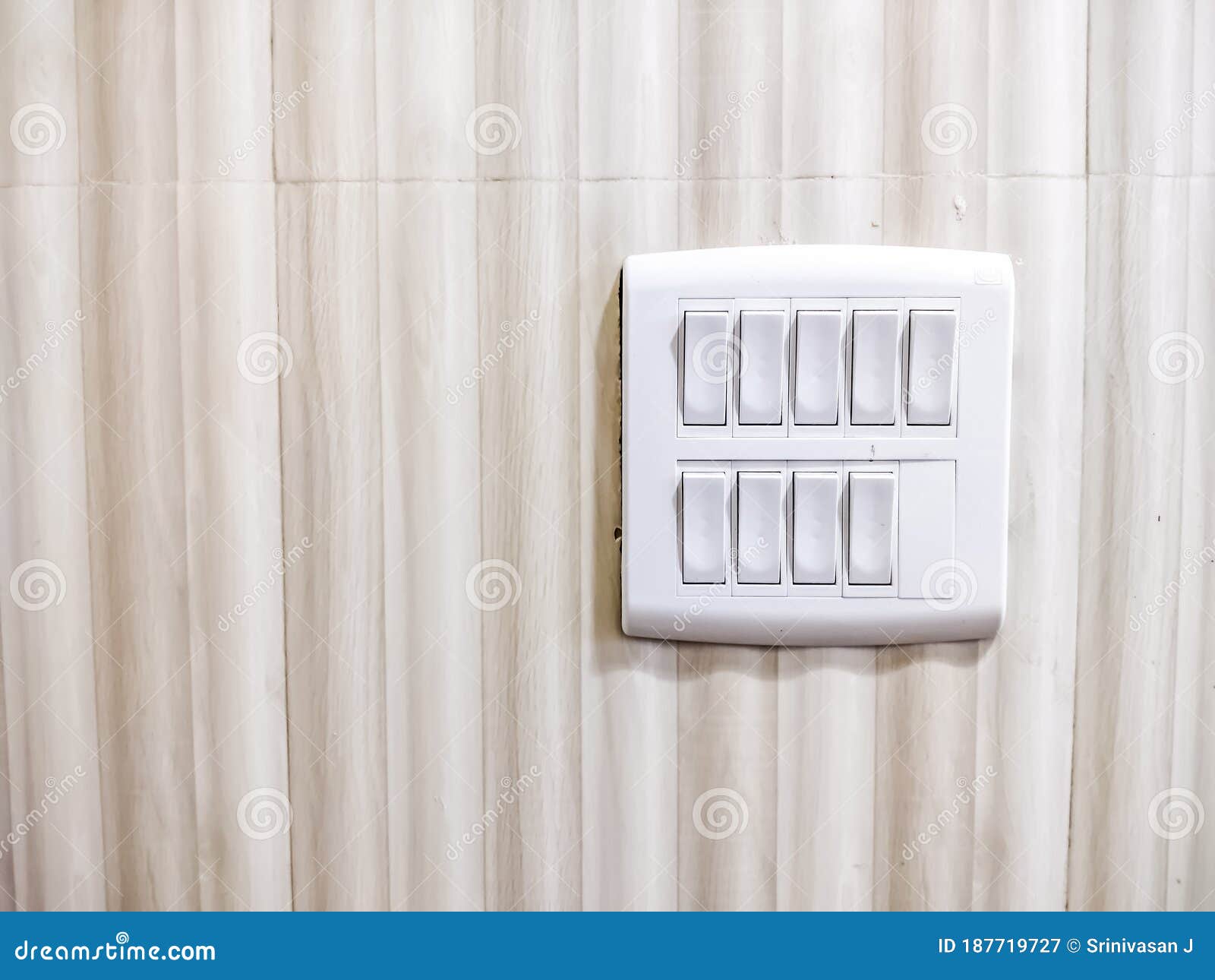 Light Switch on Switchboard - Light Brown Background Stock Image ...