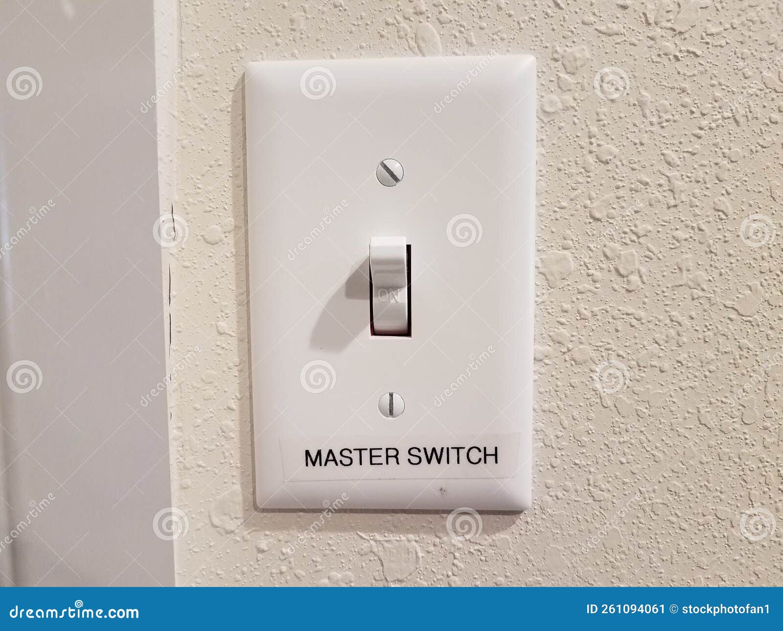 Light Switch on Wall with Master Switch Label Stock Image - Image of ...