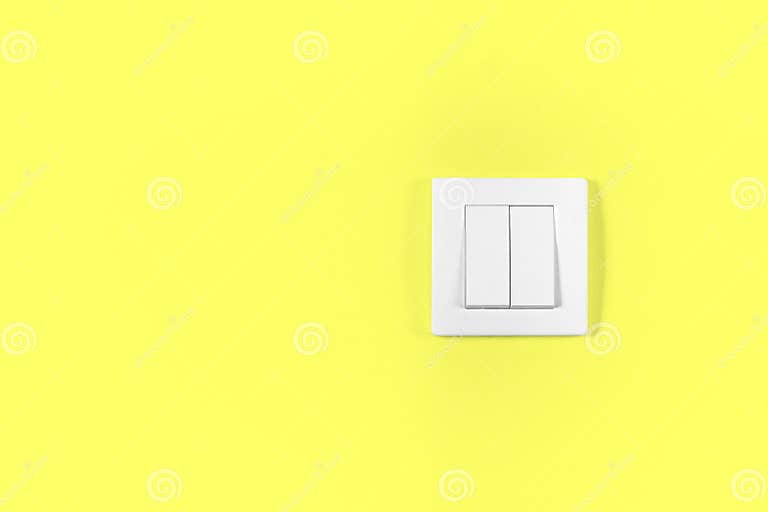 Light Switch on Yellow Wall. Electricity and Light Symbol Stock Image ...