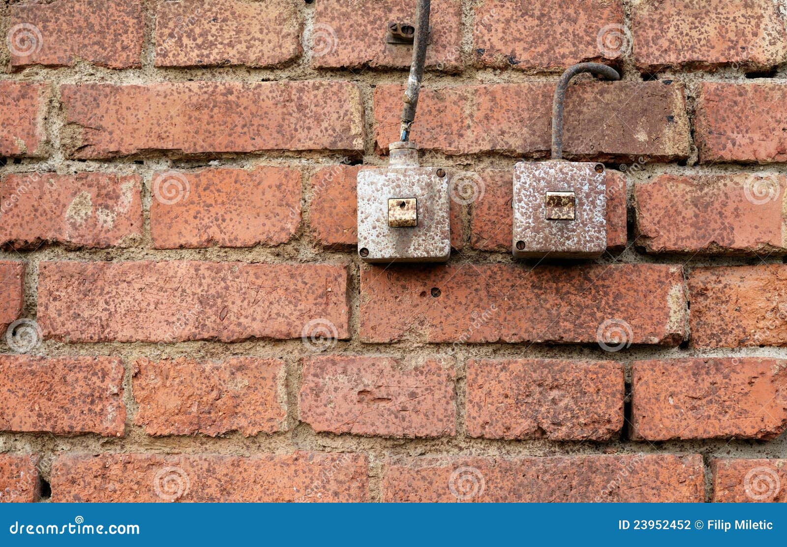 Light Switches on Brick Wall Stock Photo - Image of construction ...
