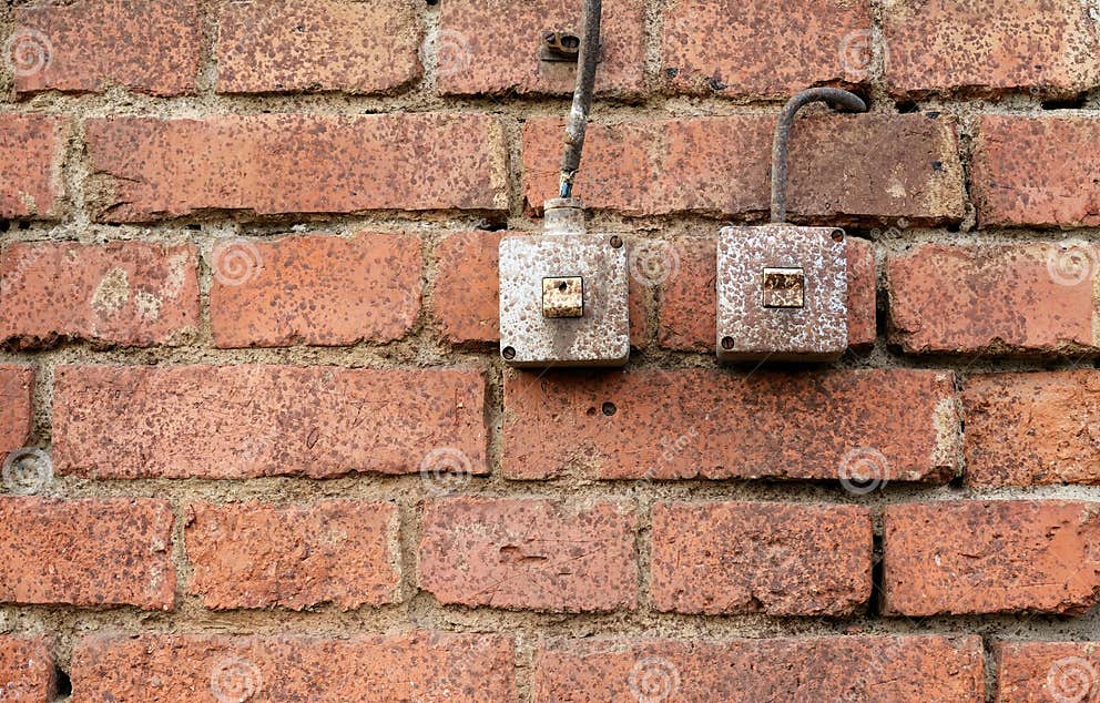 Light Switches on Brick Wall Stock Photo - Image of construction ...