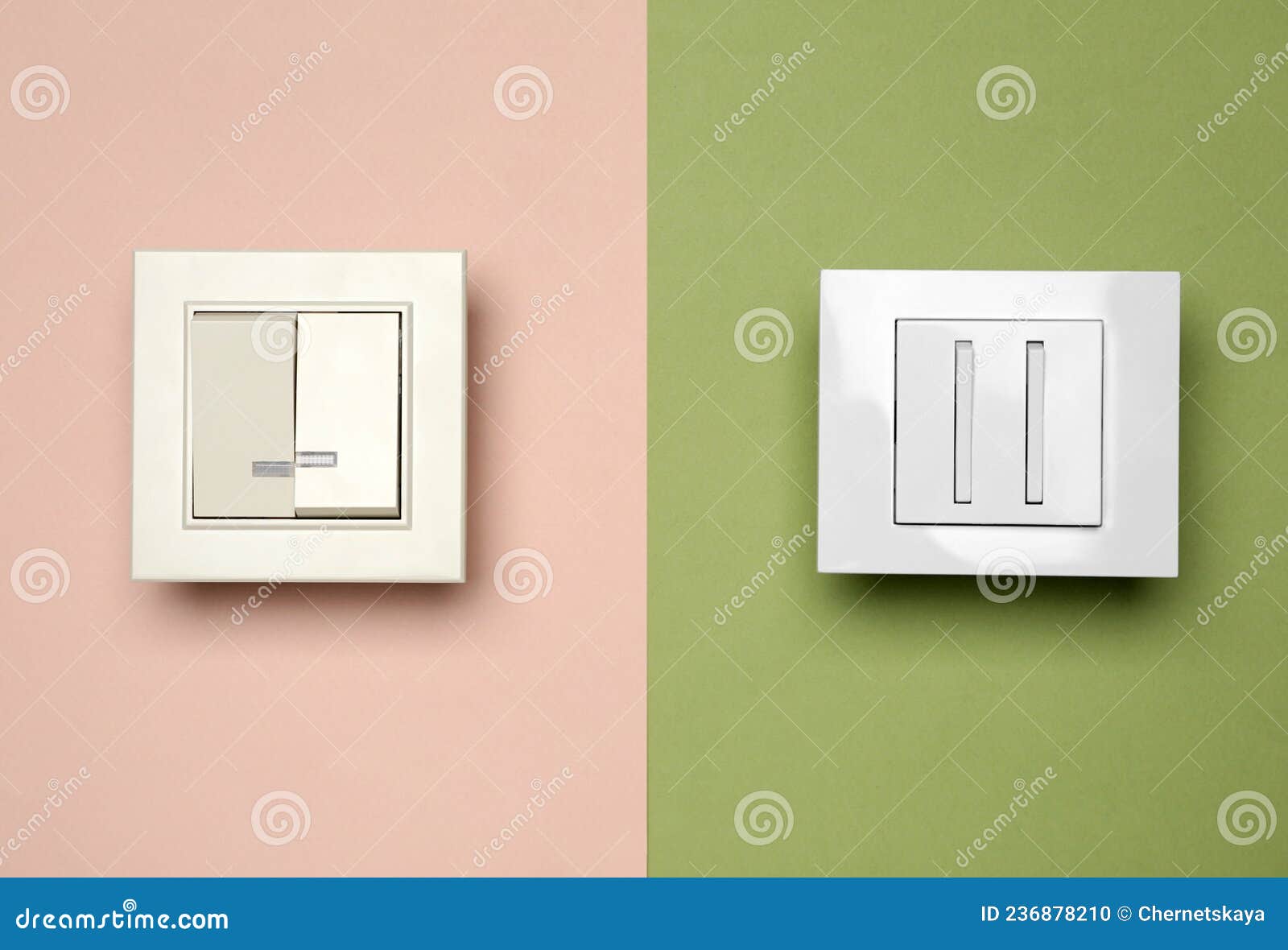 Light Switches on Color Background, Flat Lay Stock Photo - Image of ...